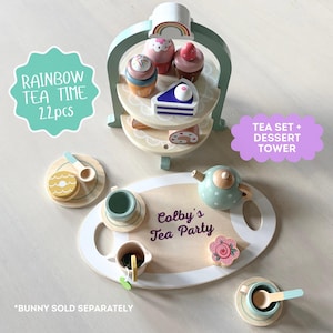 Personalized Wooden Tea Set Toy for Kids, Custom Name Tea Party Set ...