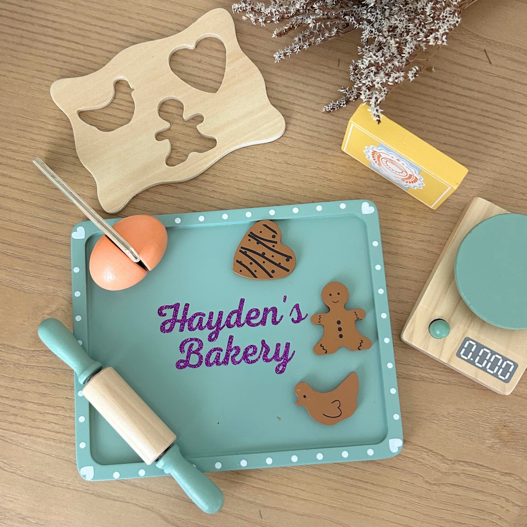 Personalized Wooden Cookie Bake Set Toys for Toddlers, Wooden Play Food ...