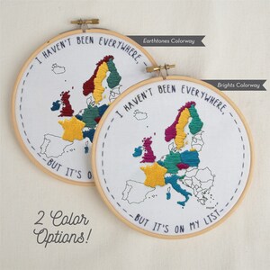 Europe Map Embroidery Kit - Beginner, Hoop Art, DIY, Crafts, Gift ...