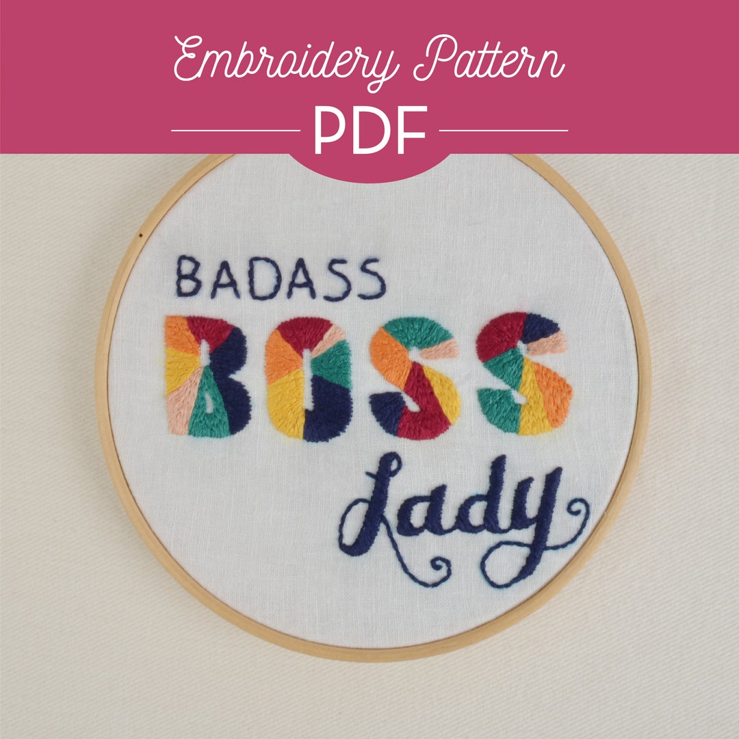 Boss Lady Embroidery PDF - Beginner, Hoop Art, DIY, Badass, Crafts ...