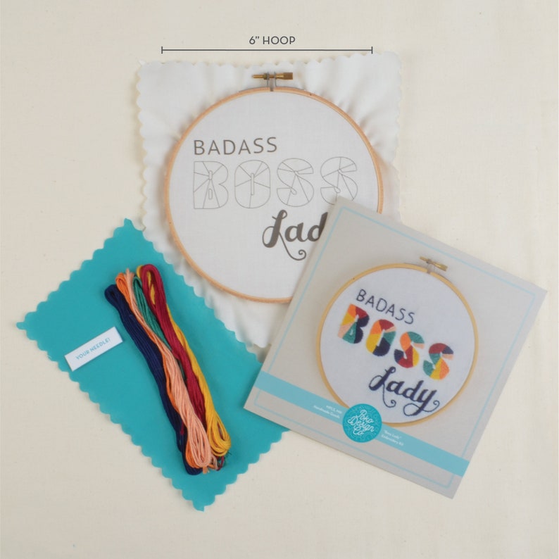 Boss Lady Embroidery Kit - Beginner, Hoop Art, DIY, Badass, Crafts ...
