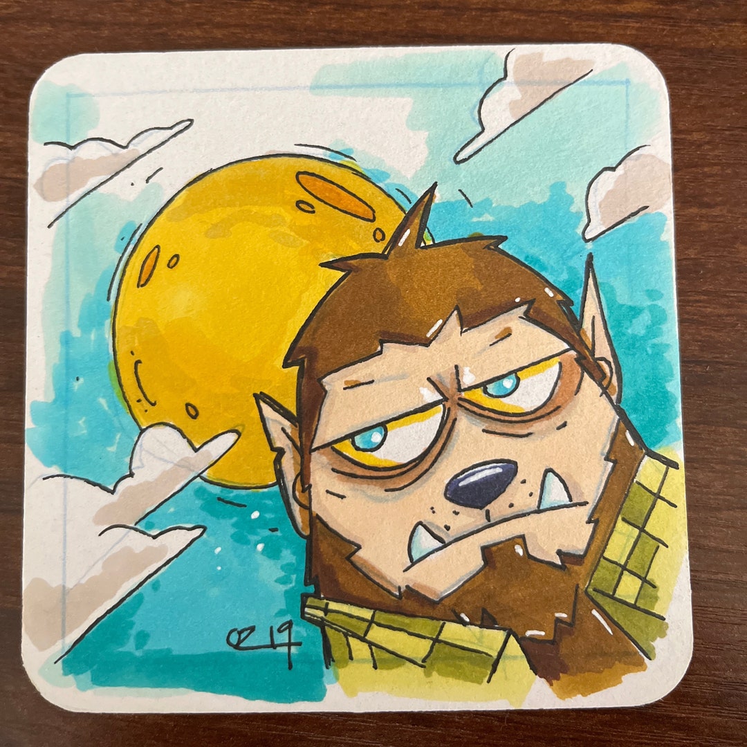 Wolfman, Original Artwork, Monster Art, 4x4, Mixed Media, Halloween ...