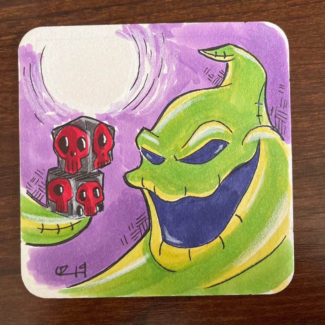Pop Culture Art Oogie Boogie 4x4 Hand Drawn Art Mixed - Etsy