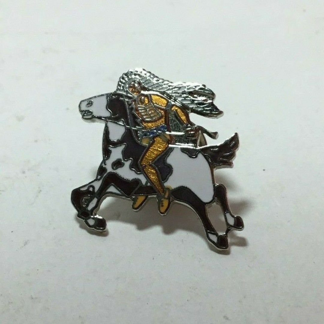 Vintage Cloisonné Enamel Lapel Pin of Native American on Palomino NEW ...