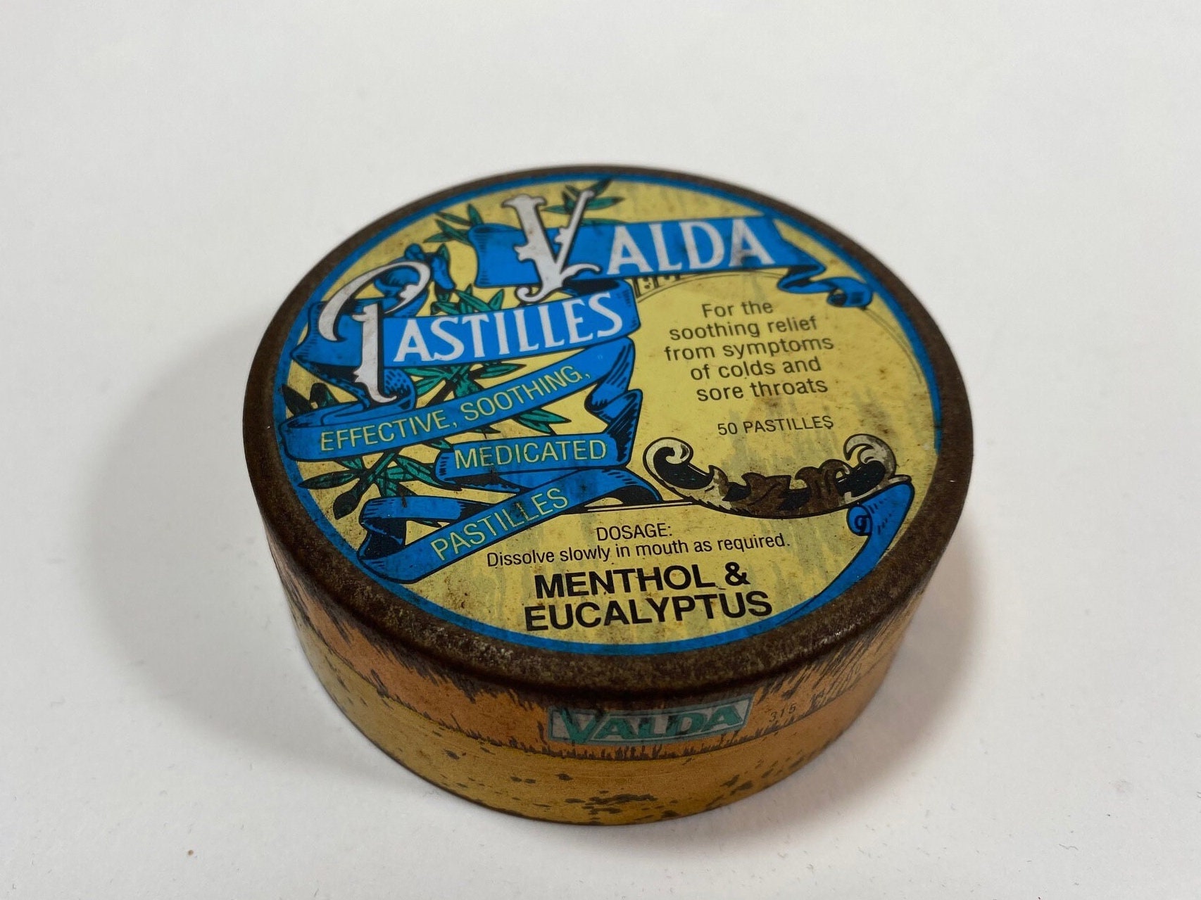 Vintage VALDA Pastilles French Menthol / Eucalyptus Candy in Tin Litho ...