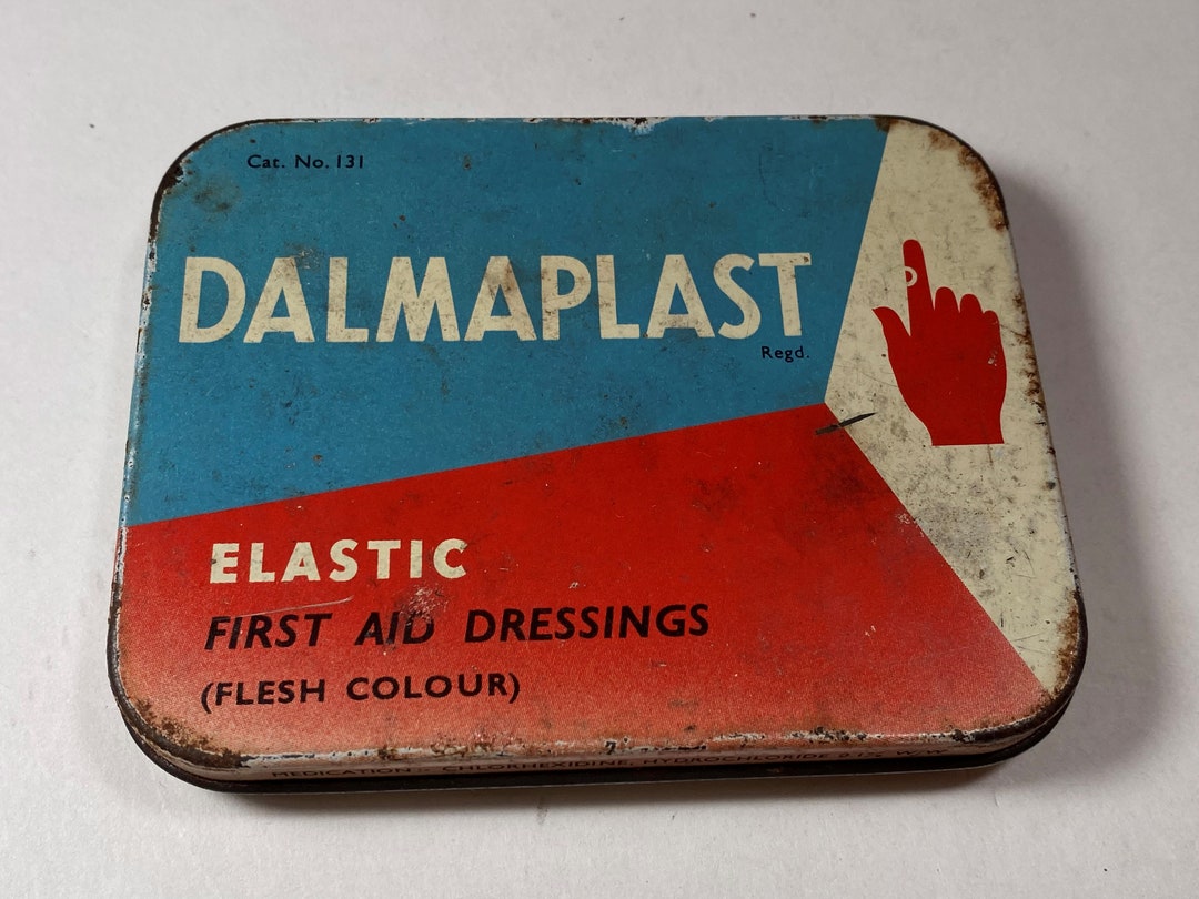 Vintage DALMAPLAST Elastic First Aid Dressings in Tin Lithographed Box ...