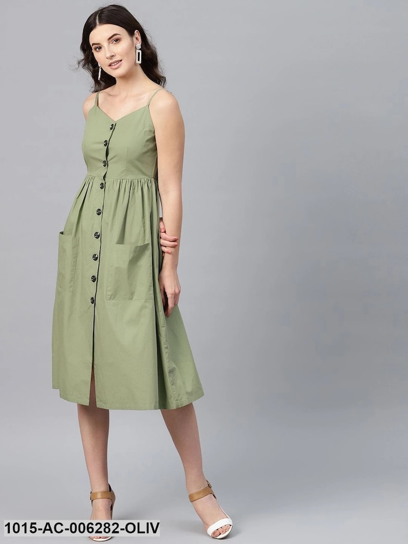 Latest Olive Front Open Strappy Dress Kurti Kurta Tops » BRITHIKA ...