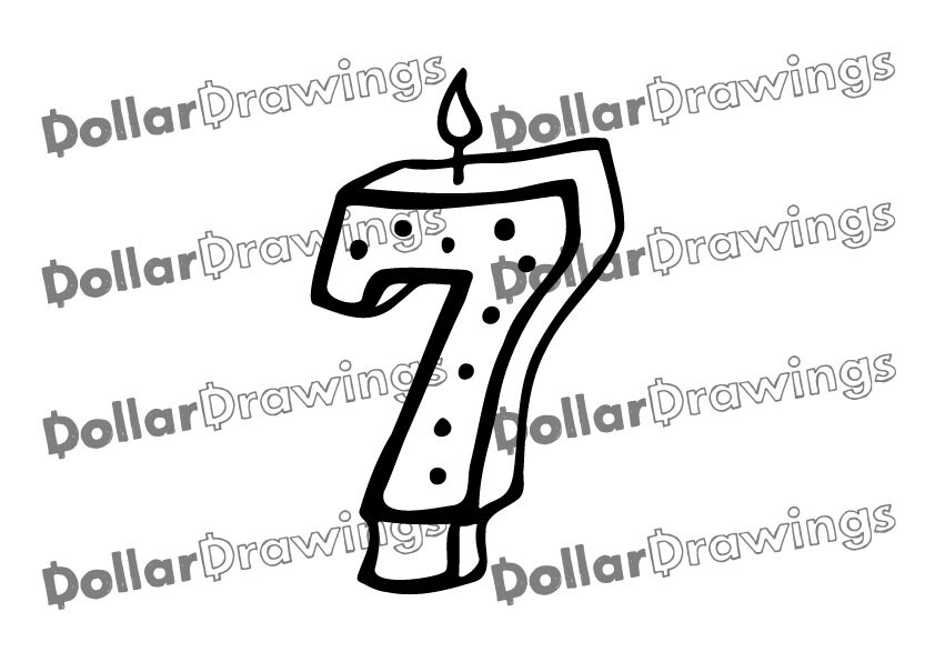 Number 7 BIRTHDAY CANDLE Spotted Design Vector Clip Art Stock Image ...