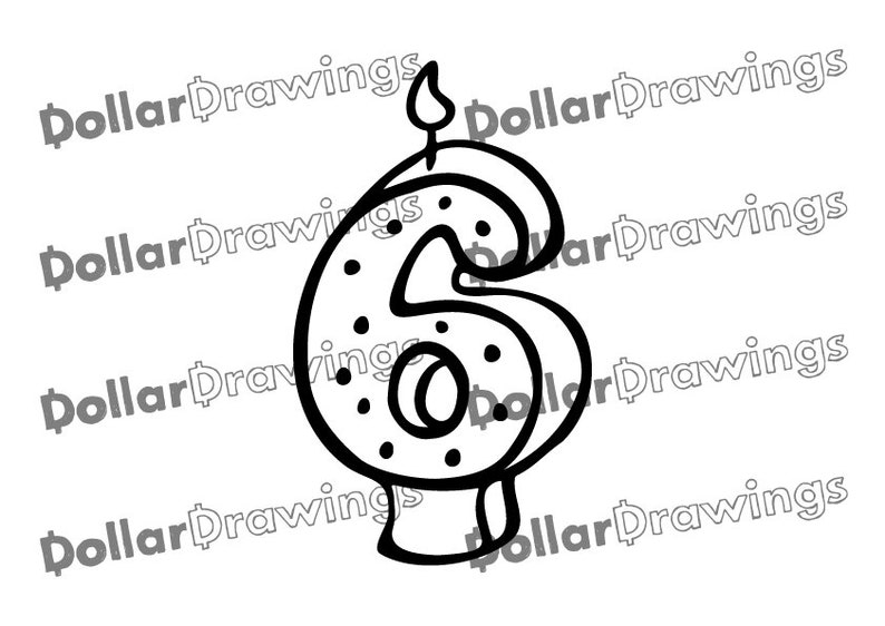 Number 6 BIRTHDAY CANDLE Spotted Design Vector Clip Art Stock Image ...