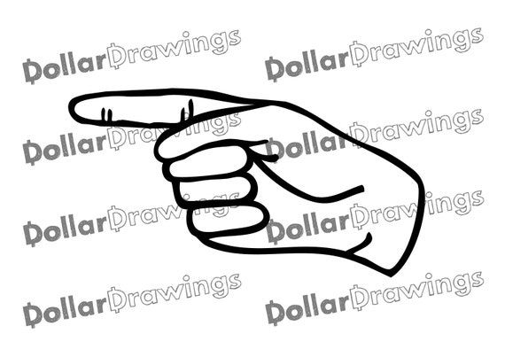 Digital Pointing Finger Hand Illustration EPS PNG Black - Etsy