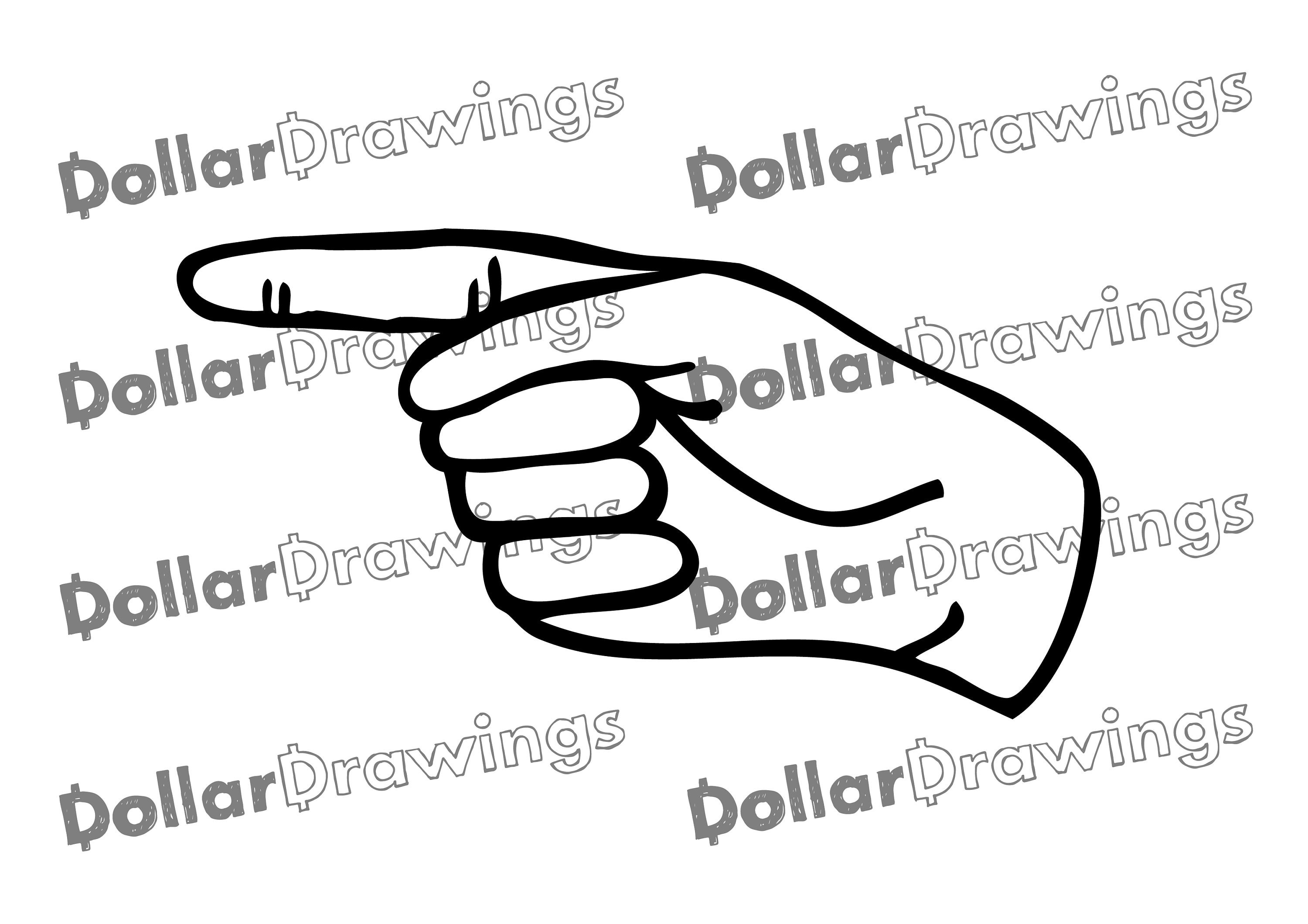 Digital Pointing Finger Hand Illustration - EPS, PNG Black Line Vector ...