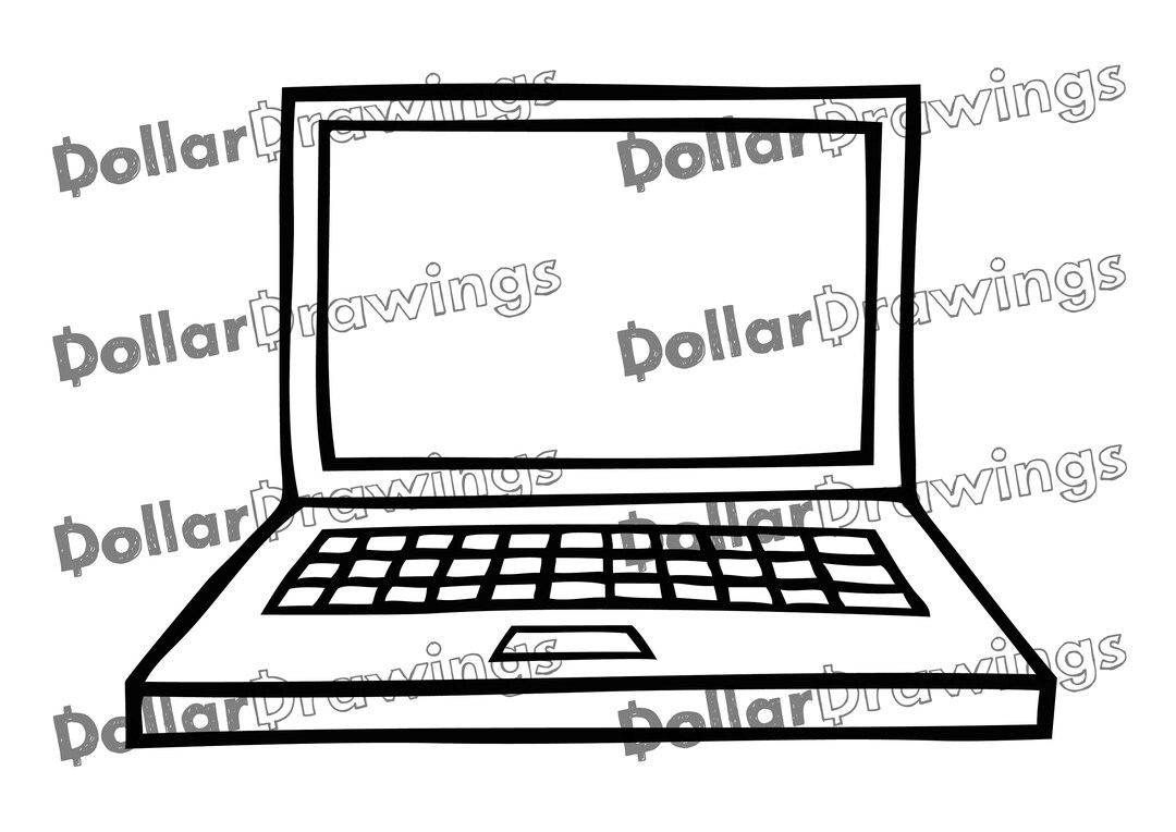 Digitale Laptop Zeichnung EPS PNG Black Line Vektor - Etsy.de