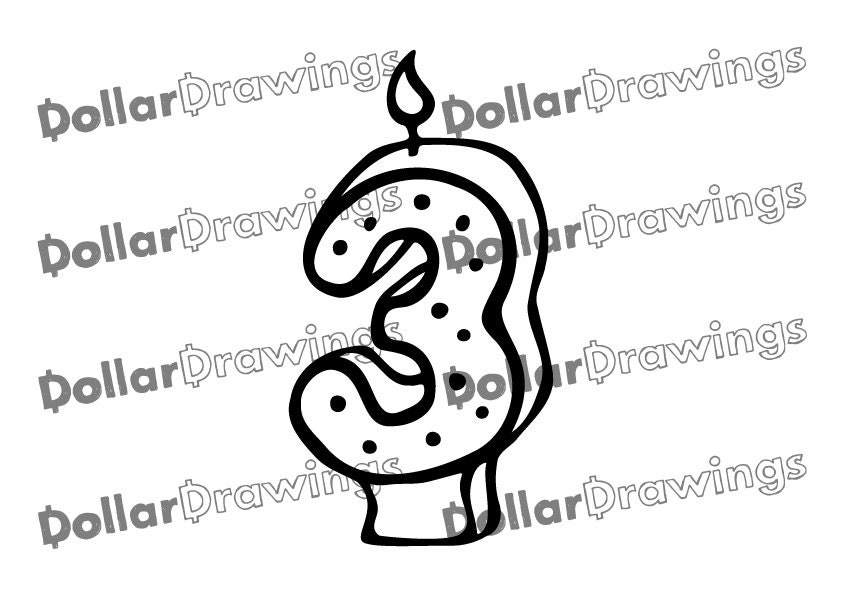 Number 3 BIRTHDAY CANDLE Spotted Design Vector Clip Art Stock Image ...