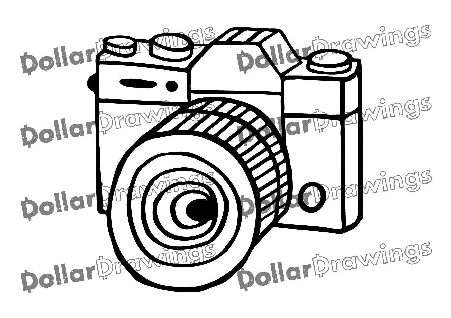 Digital Camera Drawing - EPS, PNG Clip Art Hand Drawn Line Vector ...