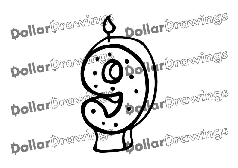Number 9 BIRTHDAY CANDLE Spotted Design Vector Clip Art Stock Image ...