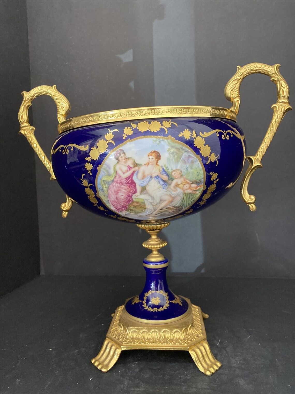 Sevres Porcelain Vase With Swan Handles and Paintings 13x 13 - Etsy