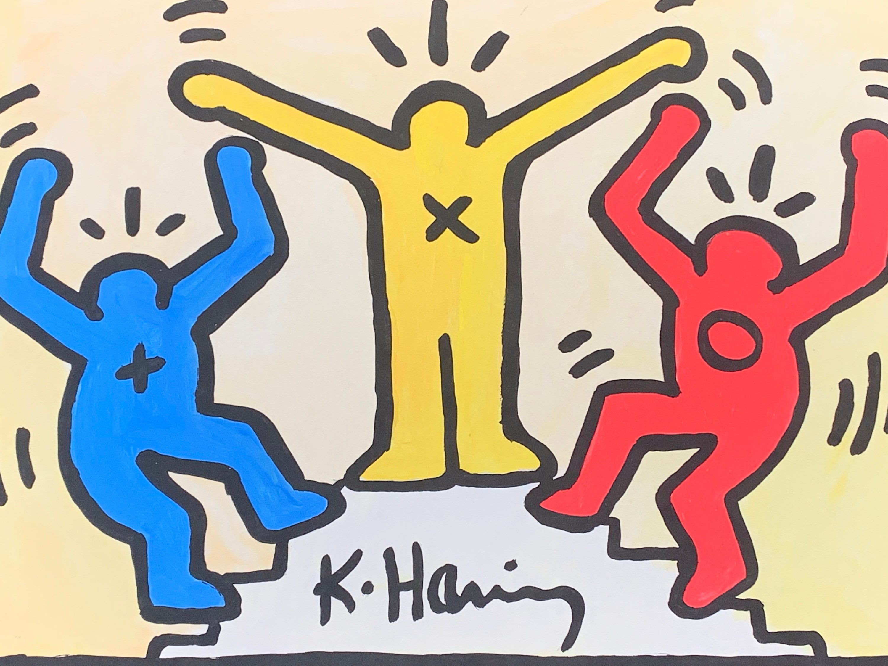 Vintage Keith Haring Signed Pop Art Painting on Paper in | Etsy