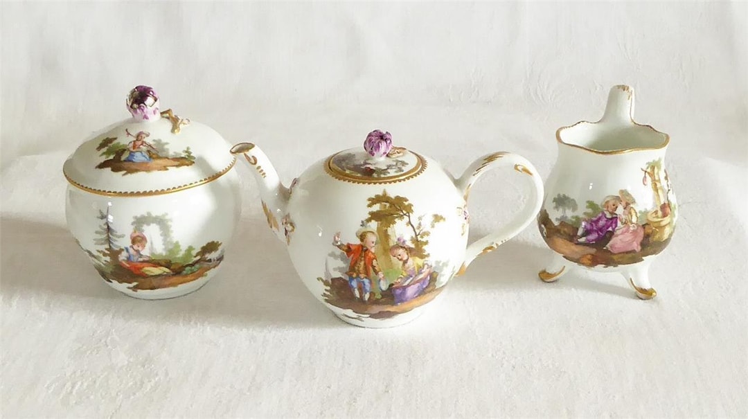18th Century Meissen Porcelain 3-piece Tea Set - Etsy