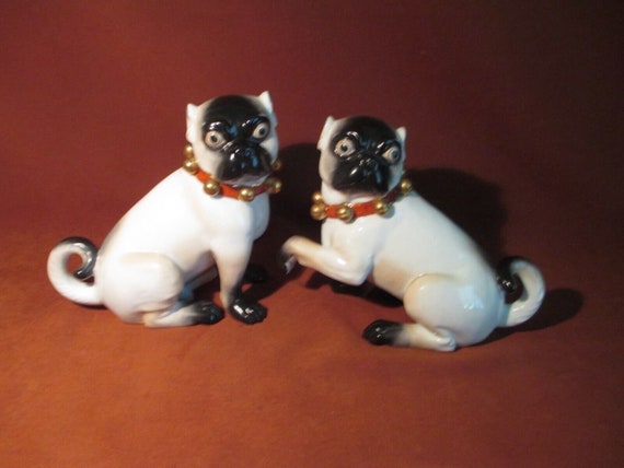Pair of Meissen Style Pug Dogs With Bell Collars 8 and - Etsy