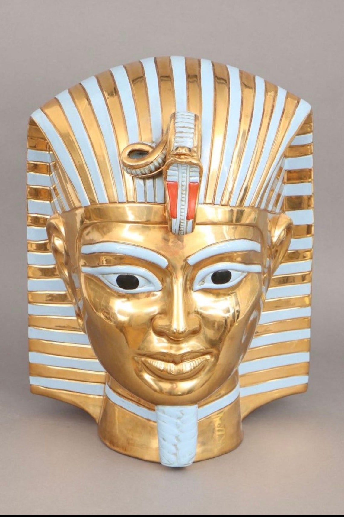 Glazed and Colored Gilded Bust of King Tut Snake Figure on | Etsy