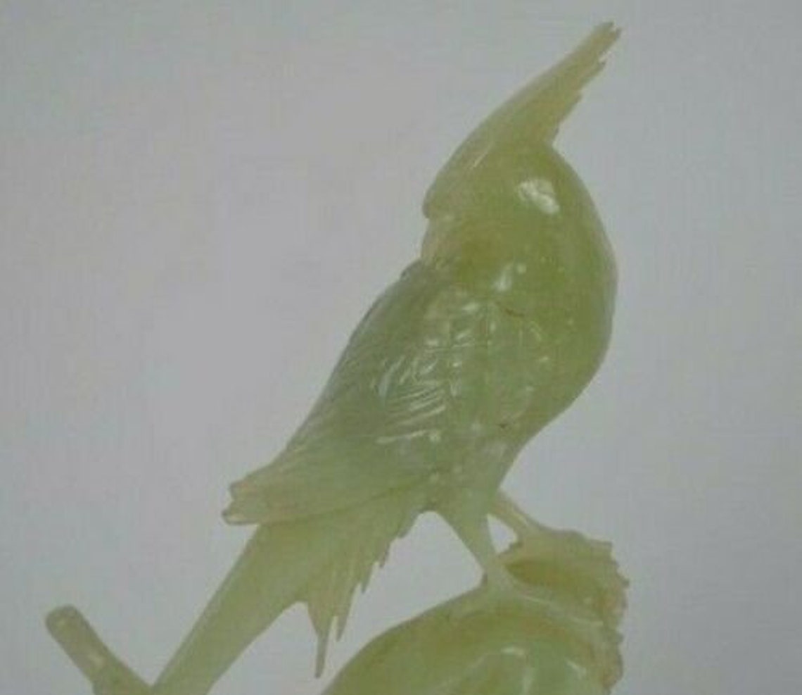 Awesome 12 Carved Jade Bird on Custom Carved Wood Base - Etsy