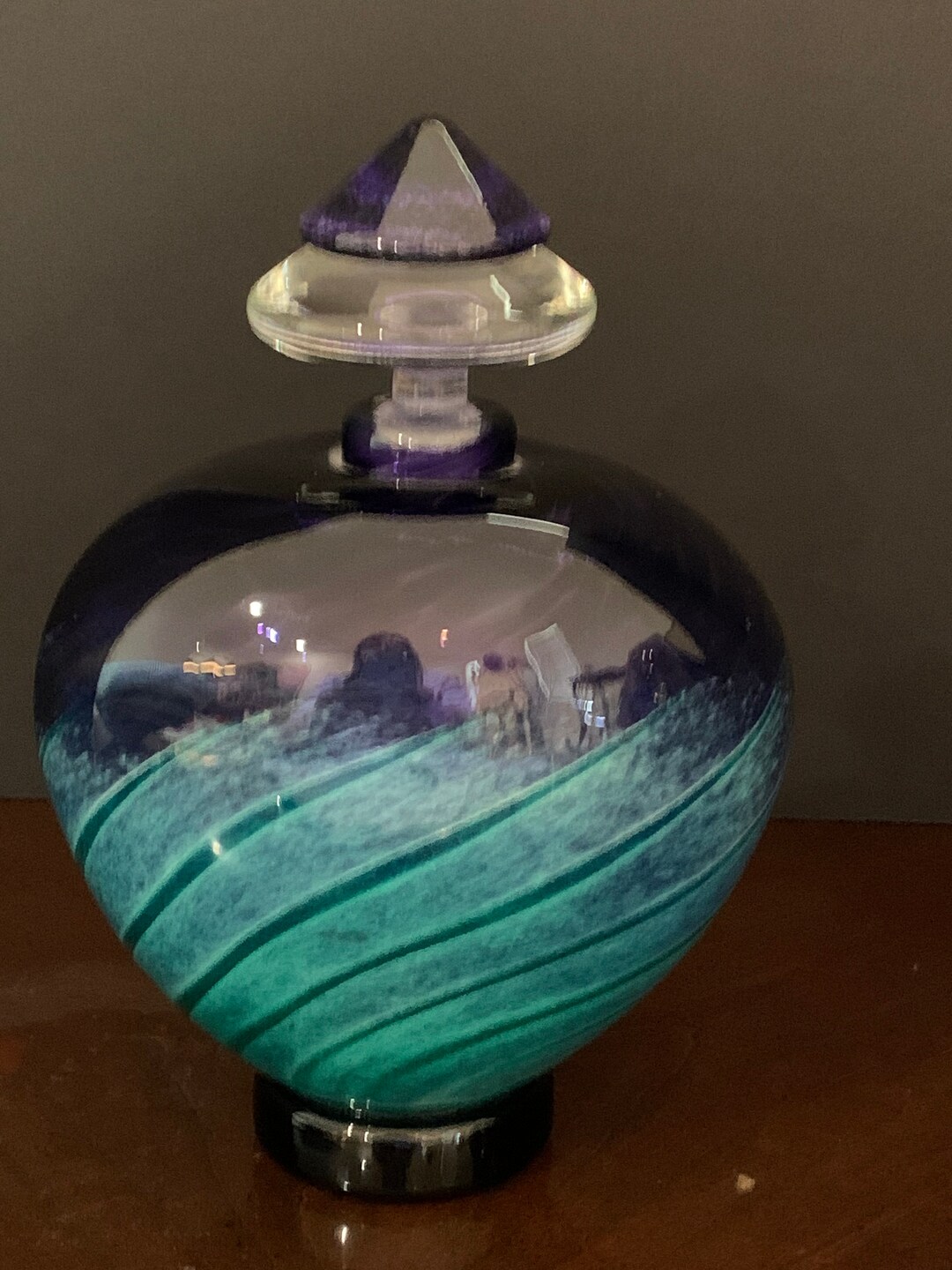 Beautiful Turquoise Swirl Glass Bottle With Stopper 8 - Etsy