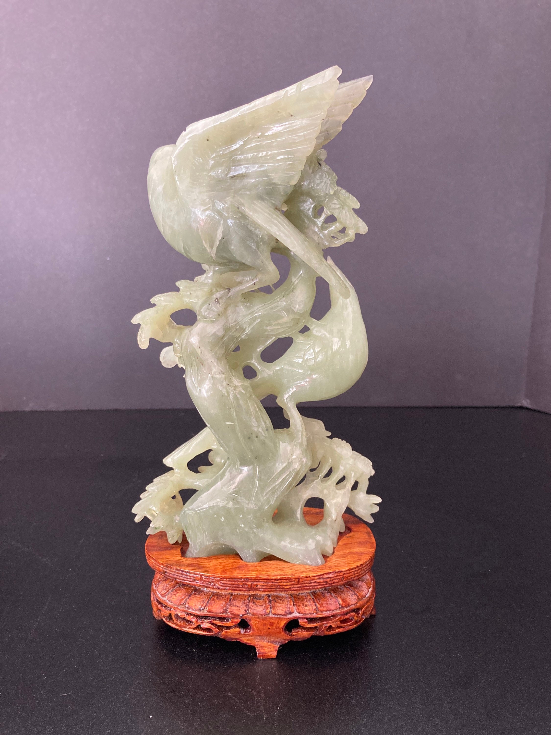 Vintage Chinese Carved Jade Sculpture of Birds With Wood Stand - Etsy