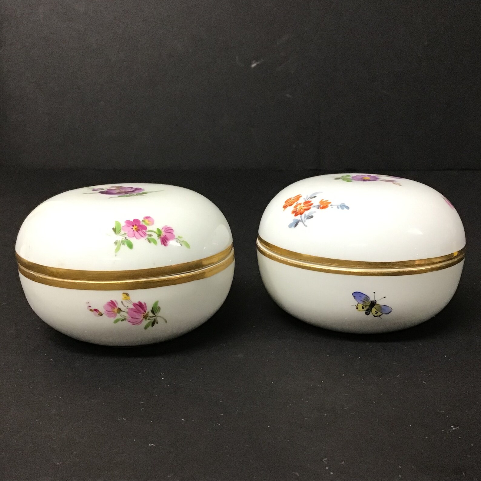 Pair of Vintage Meissen Porcelain Trinket Boxes With Flowers - Etsy