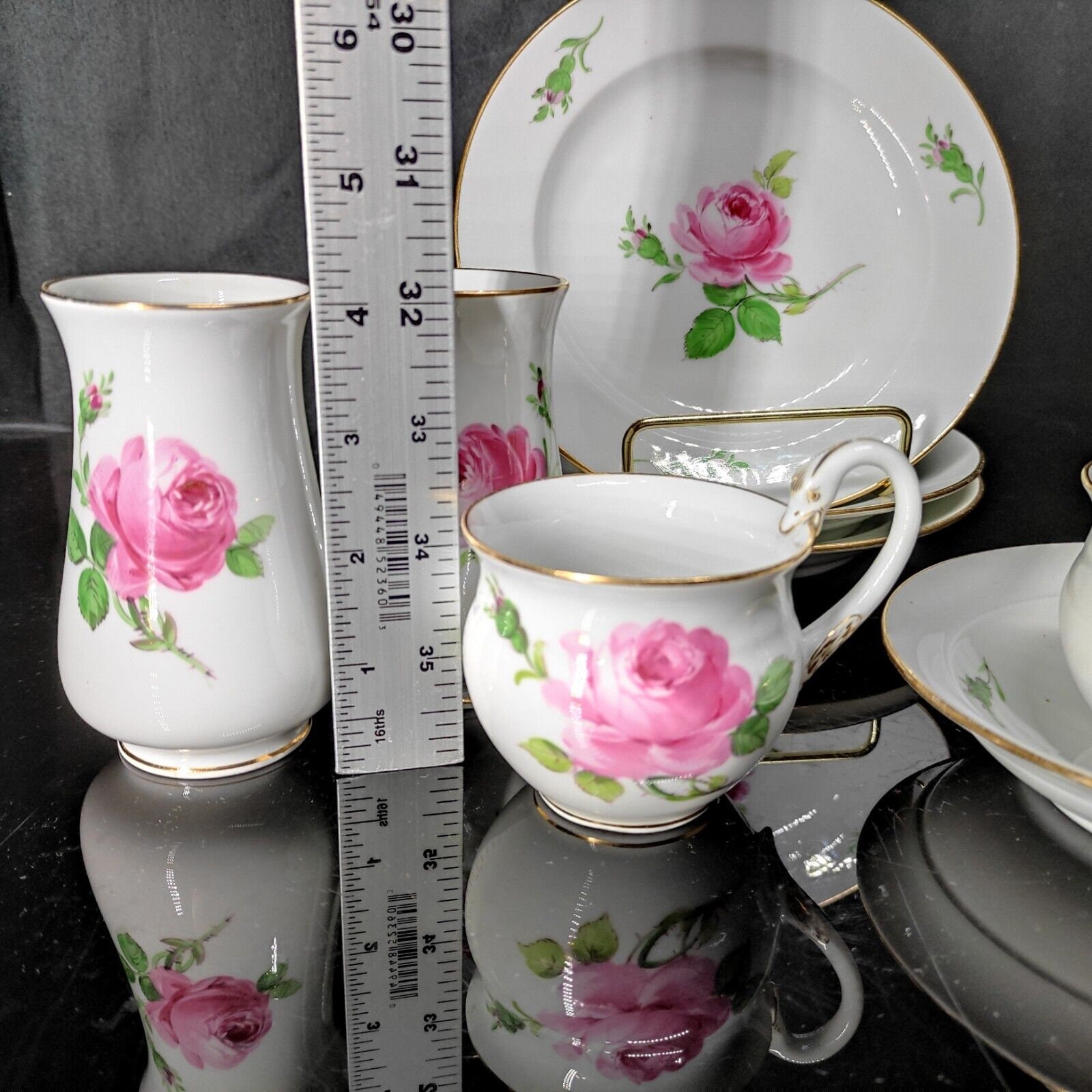 8 Piece Meissen Porcelain Pink Rose Set Cups Saucer - Etsy Australia