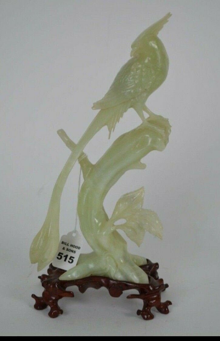 Awesome 12 Carved Jade Bird on Custom Carved Wood Base - Etsy