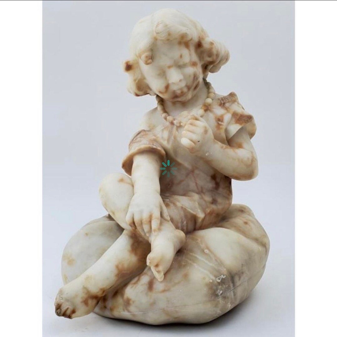 Carved Alabaster Figure of a Seated Girl - Etsy