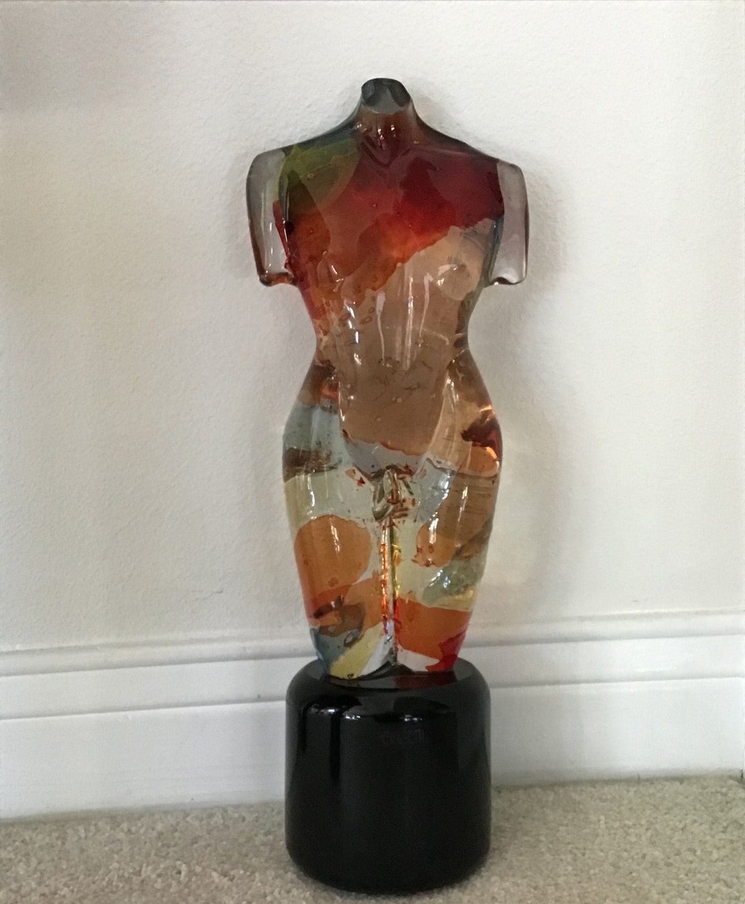 Murano Italy Glass Male Torso Sculpture on Black Base - Etsy