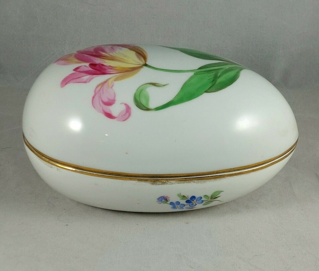Meissen Porcelain German Egg-shaped Floral Trinket or Jewelry Box - Etsy