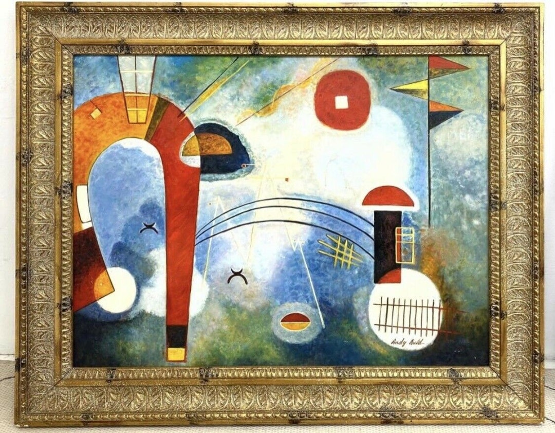 Andy Auld Kandinsky Modernist Oil Painting on Canvas With Geometric ...
