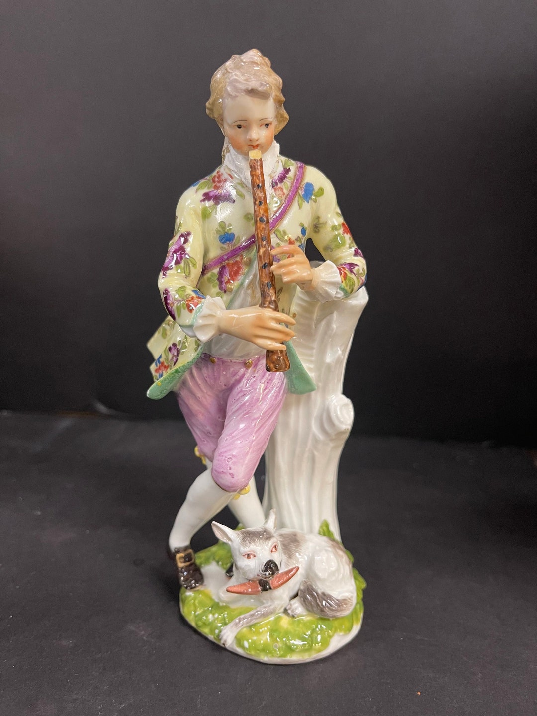 18th Century Meissen Porcelain Flute Playing Man With Dog - Etsy