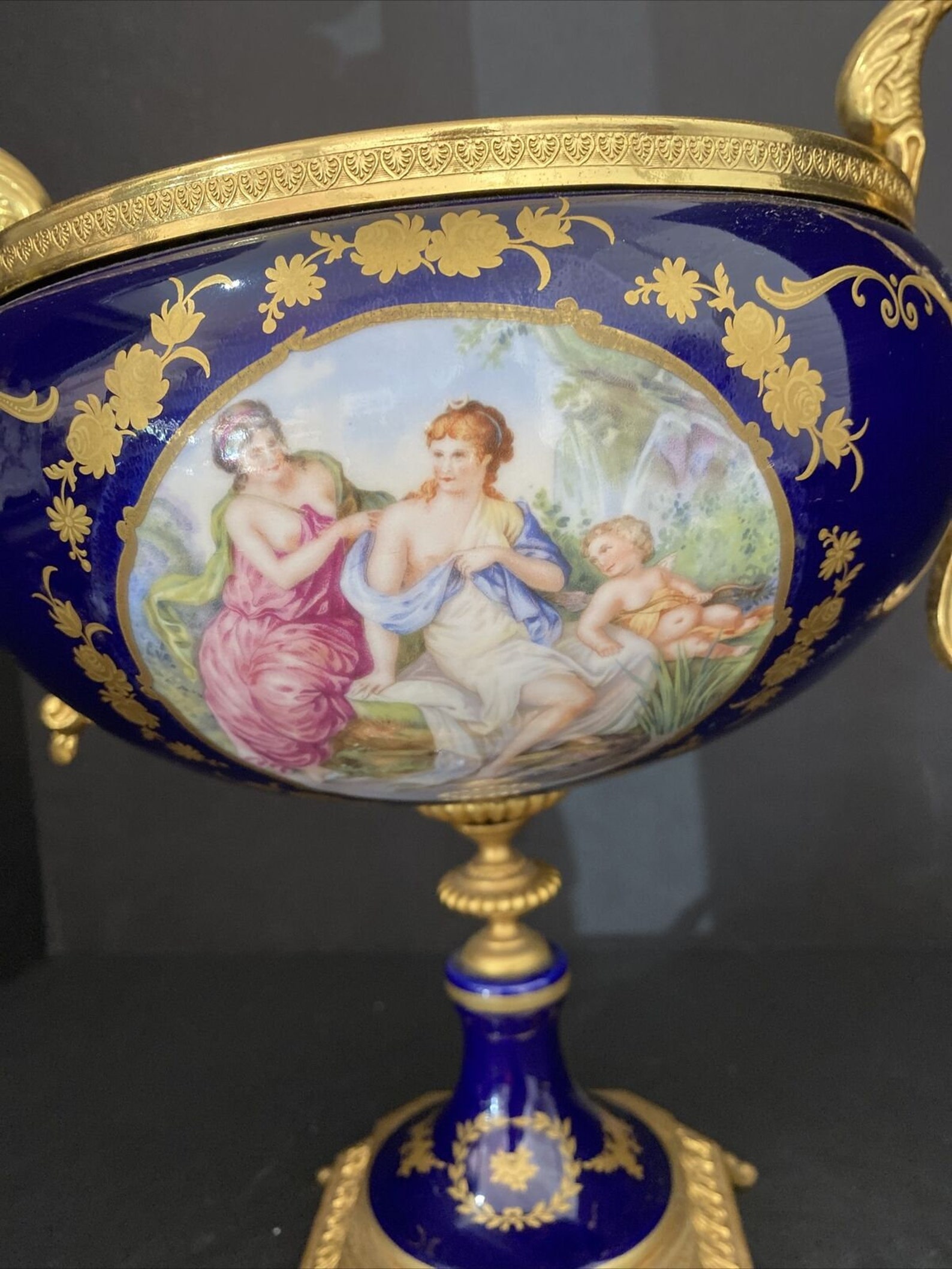 Sevres Porcelain Vase With Swan Handles and Paintings 13x 13 - Etsy