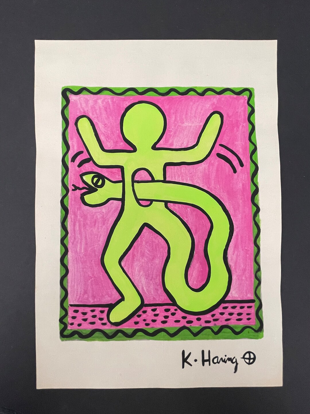 Keith Haring Signed Abstract Painting on Paper Snake 11.75 X 8.25 - Etsy