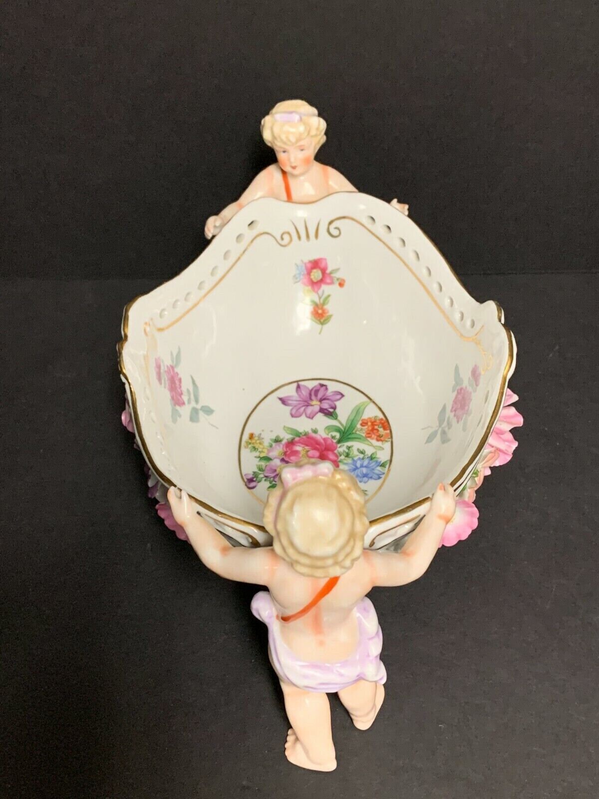 Porcelain Bowl With Pair of Putti and Applied Flowers 11 - Etsy