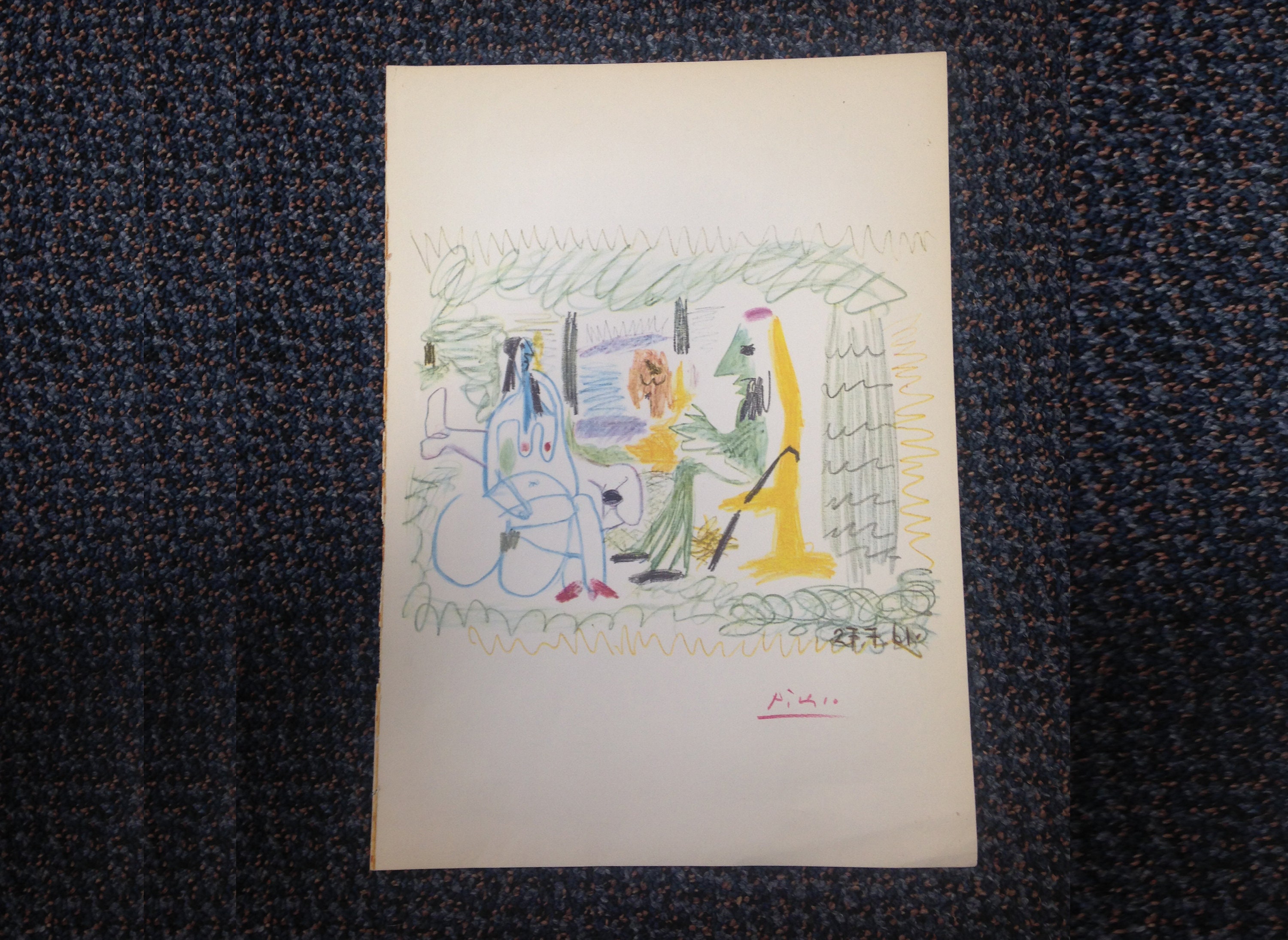 Picasso Signed and Dated Lithograph Print 27-7-61 Seated Man - Etsy