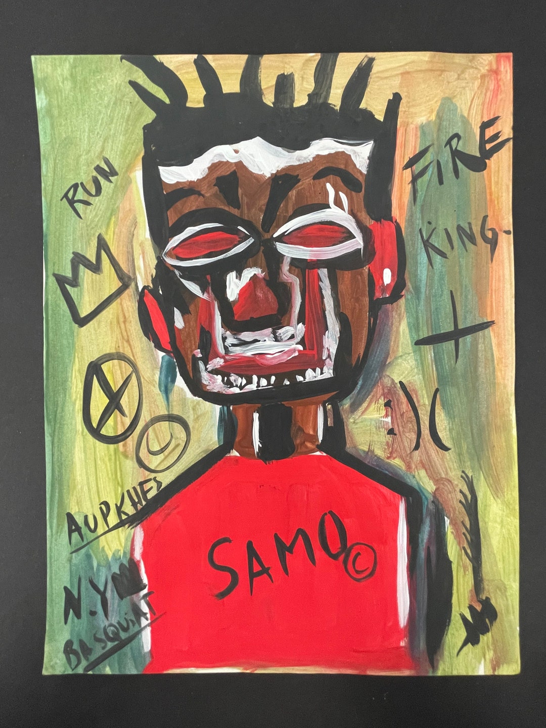 Jean-michel Basquiat SAMO Painting on Paper Red Shirt - Etsy Australia