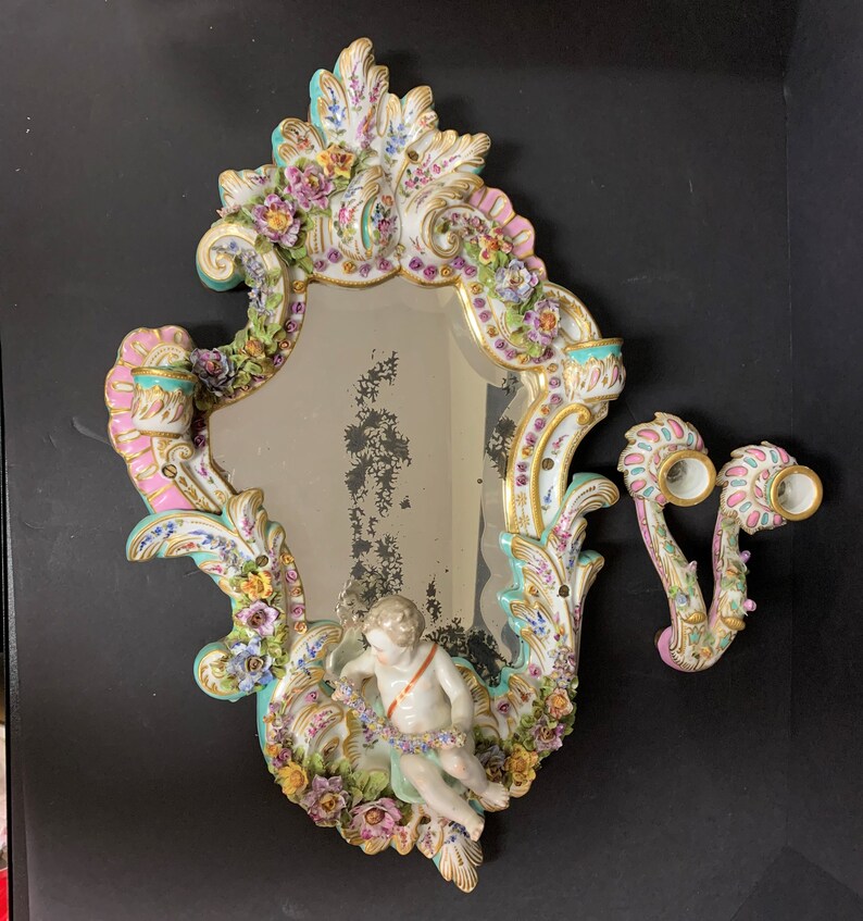 Huge Meissen Porcelain Framed Mirror With Applied Flowers - Etsy