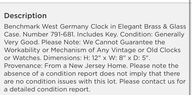 Benchmark West Germany Clock Brass and Glass Case - Etsy