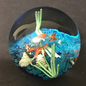 Round Glass Paperweight With Fish - Etsy