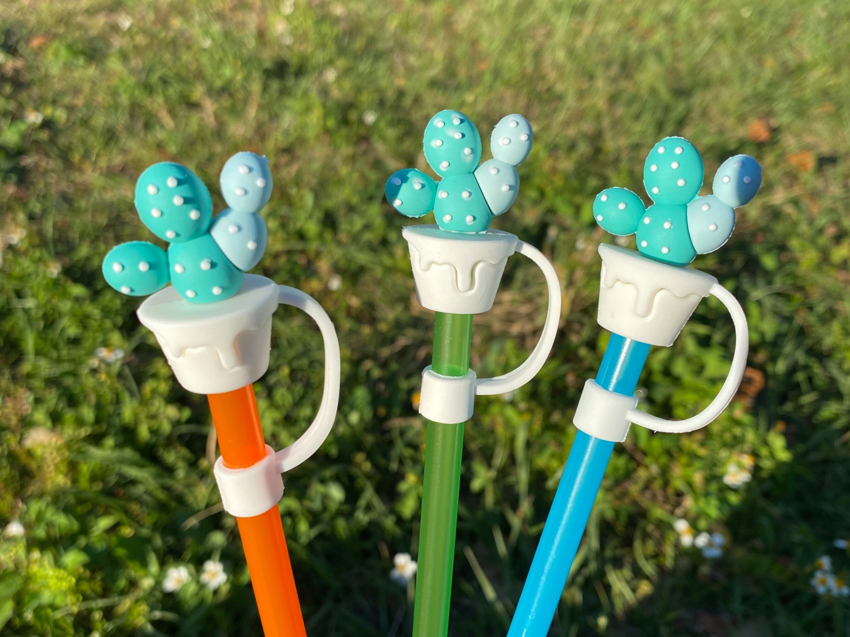 Green Cactus Straw Topper, Straw Charms, Cup Accessory, Topper for ...