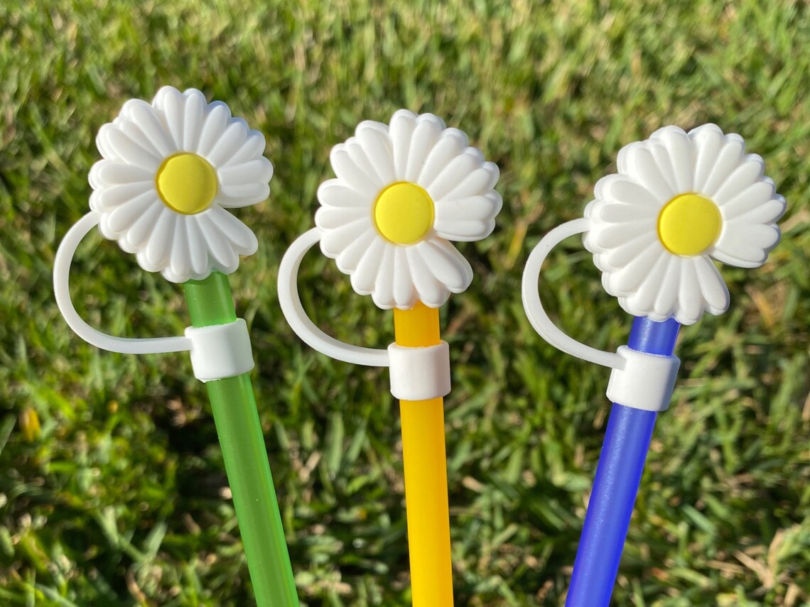 Daisy Flower Straw Topper, Straw Charms, Cup Accessory, Topper for ...