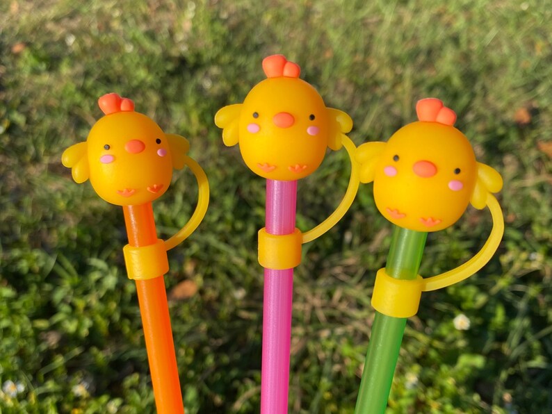 Chick Straw Topper, Chicken, Straw Charms, Cup Accessory, Topper for ...