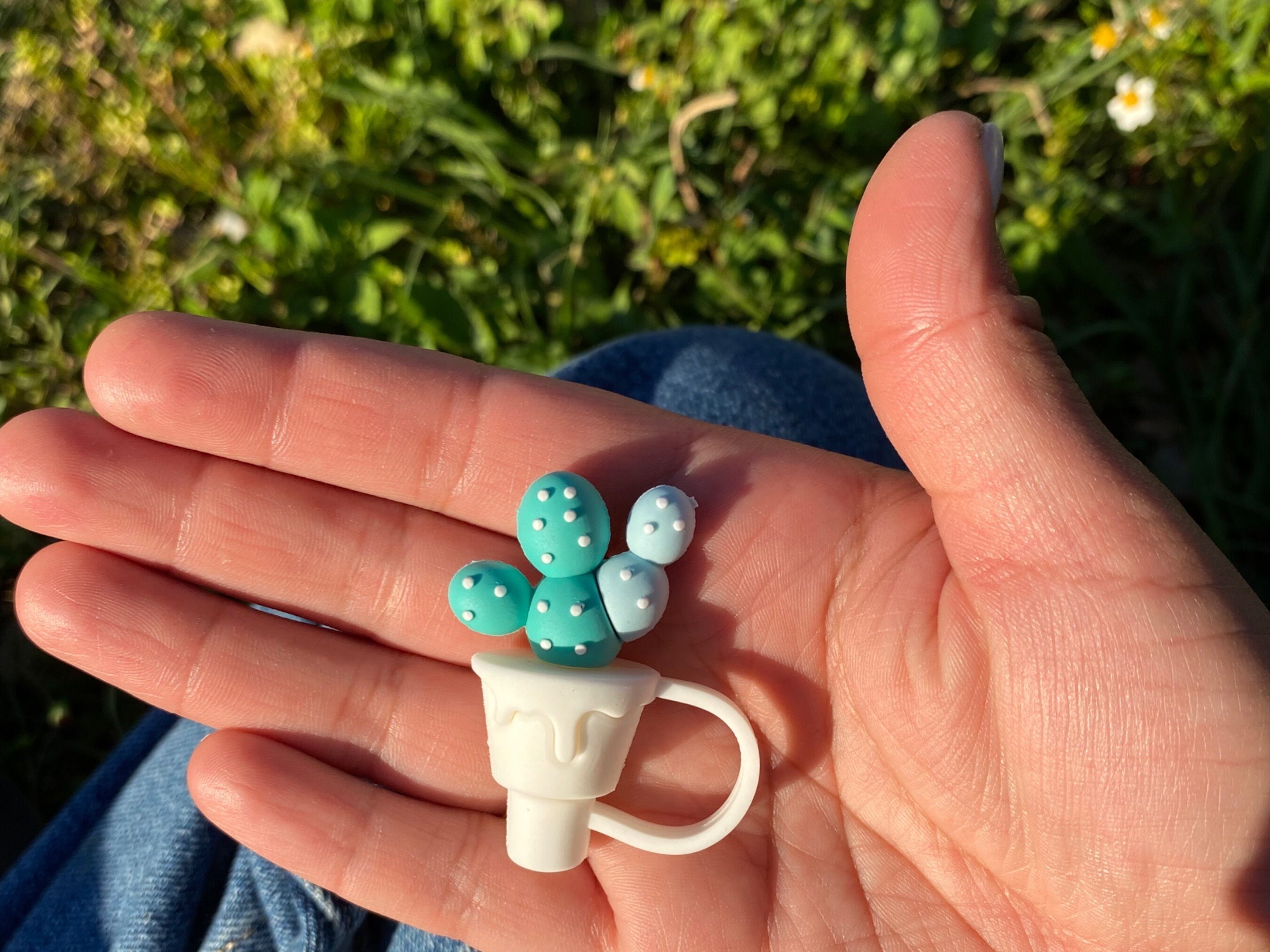 Green Cactus Straw Topper, Straw Charms, Cup Accessory, Topper for ...