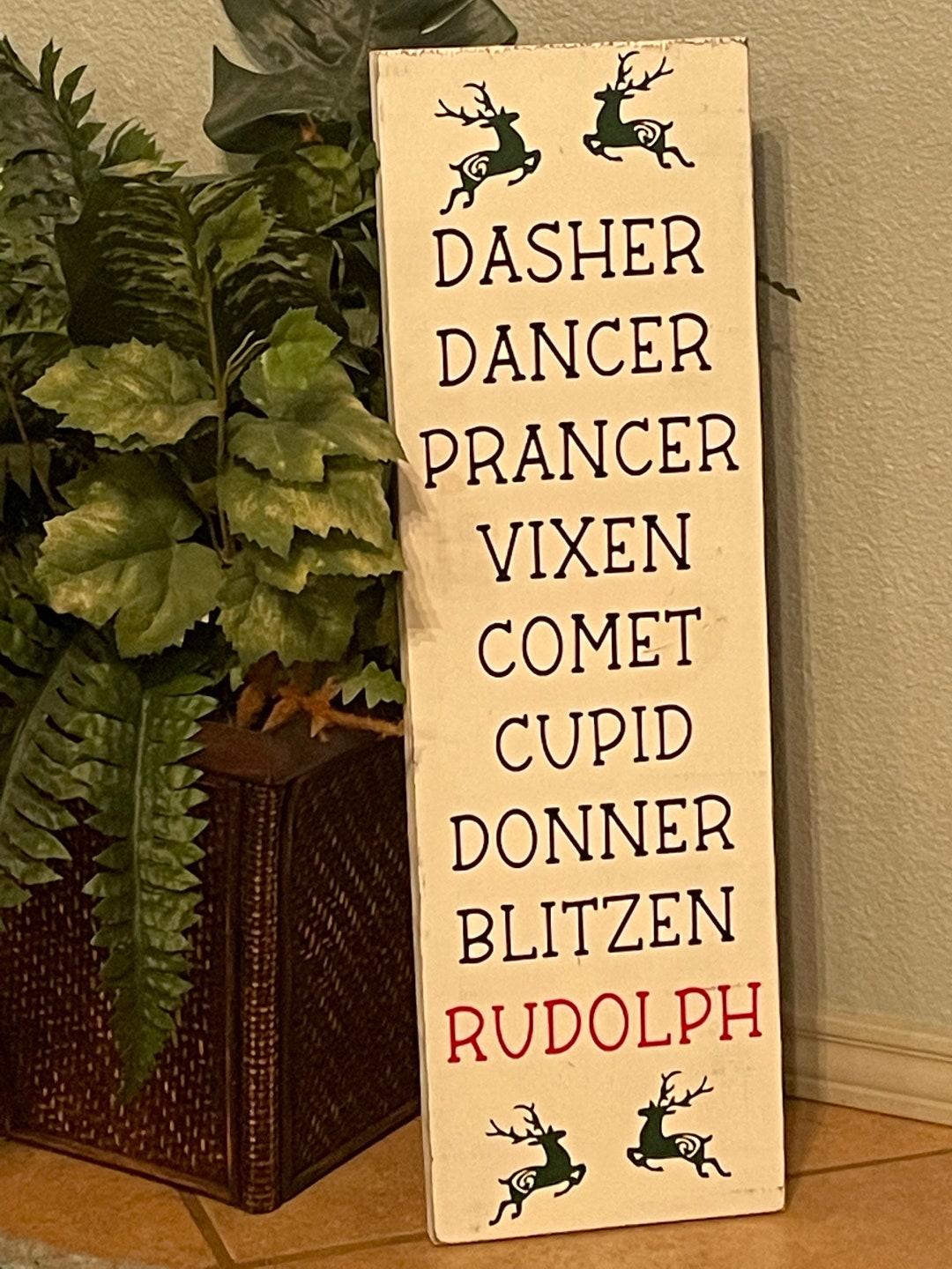 8x24 White Reindeer Names Sign, Winter/christmas Sign - Etsy