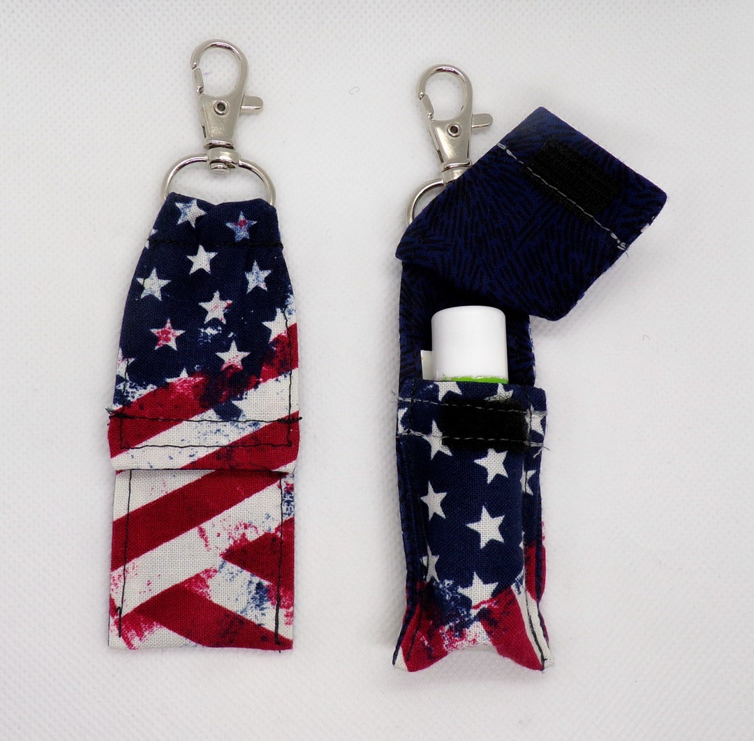 Chapstick Holder American Falg Closed-top Lip Balm Cozy Patriotic Gift ...
