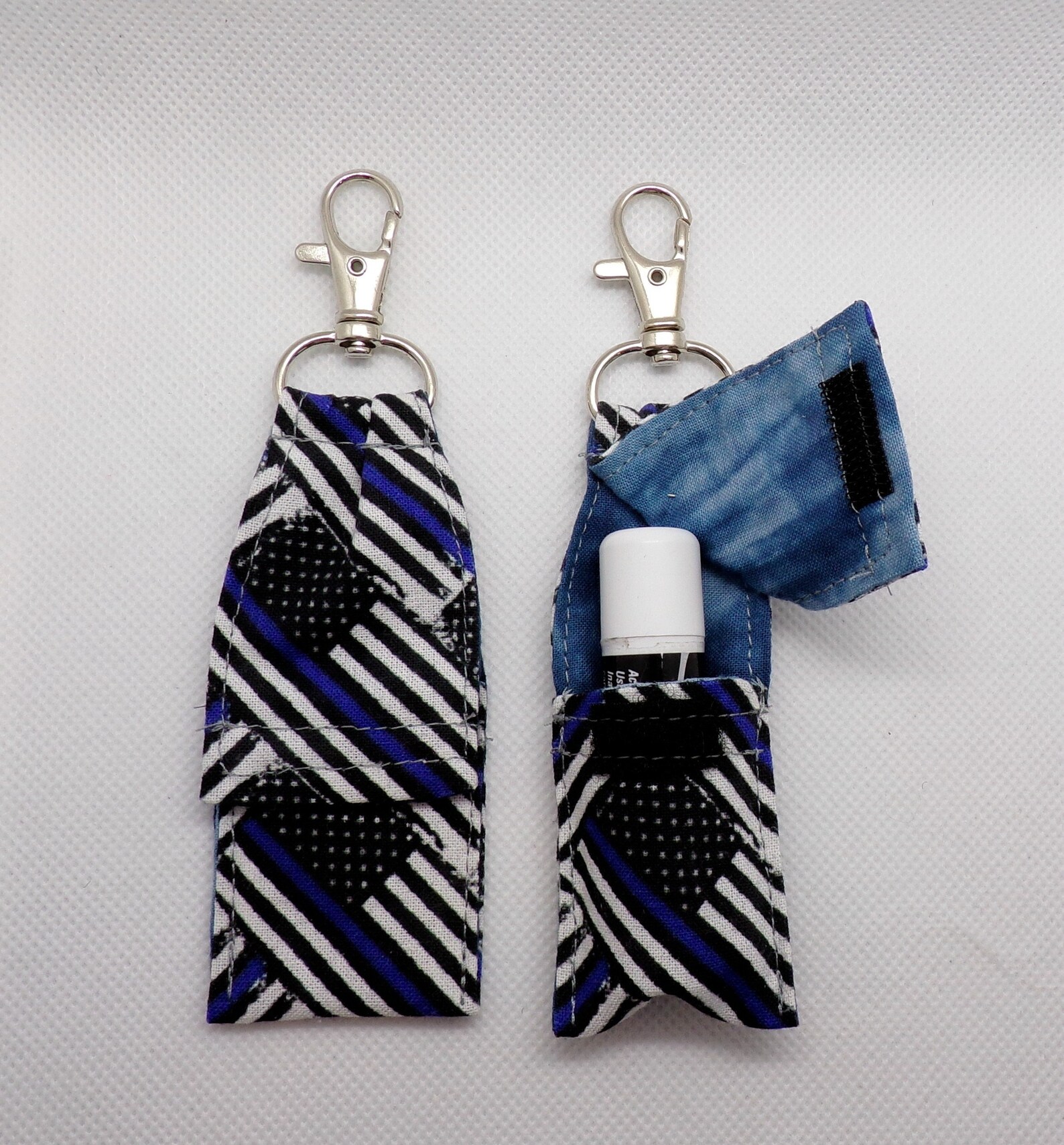 BLUE LINE Chapstick Holder Keychain, Lip Balm Cozy, Thin Blue Line ...